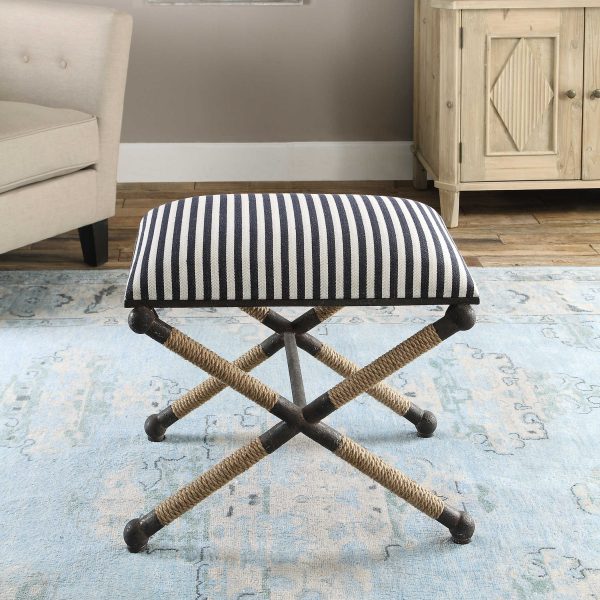 Blue Stripe Bench-$585.00 - Peach Tree Designs